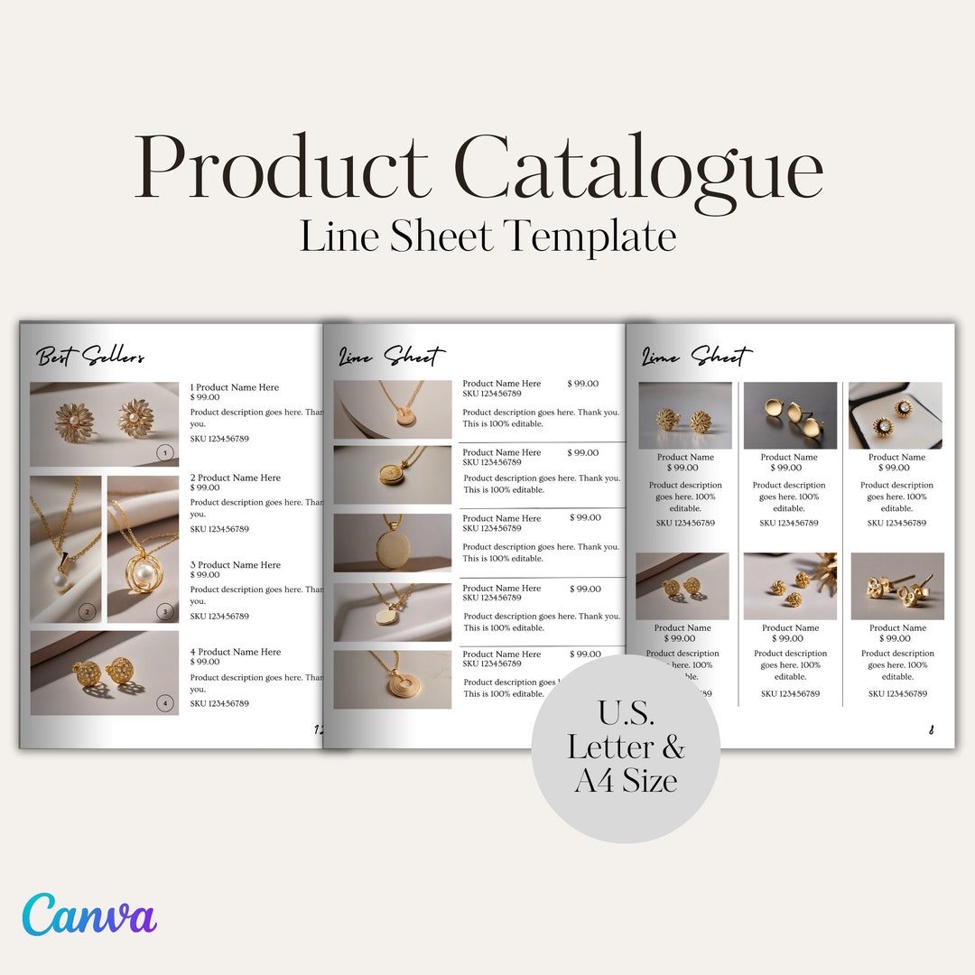 Product Catalogue, Retail Line Sheet Template, Editable in Canva - Etsy