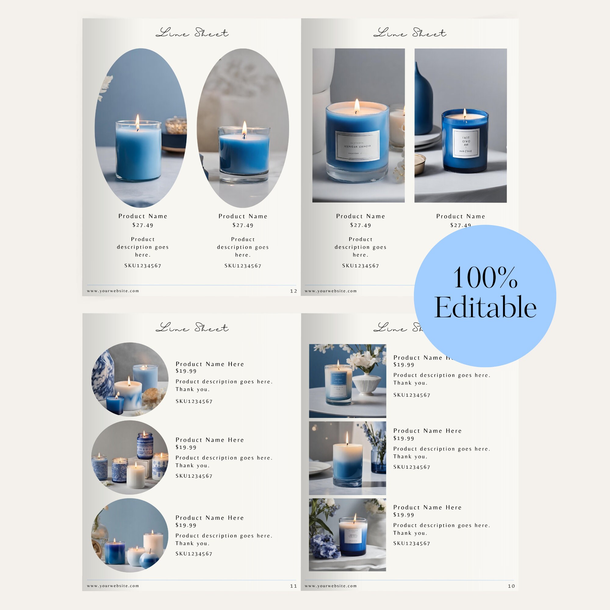Minimalist Blue Line Sheet Design, Product Line Catalogue Template ...