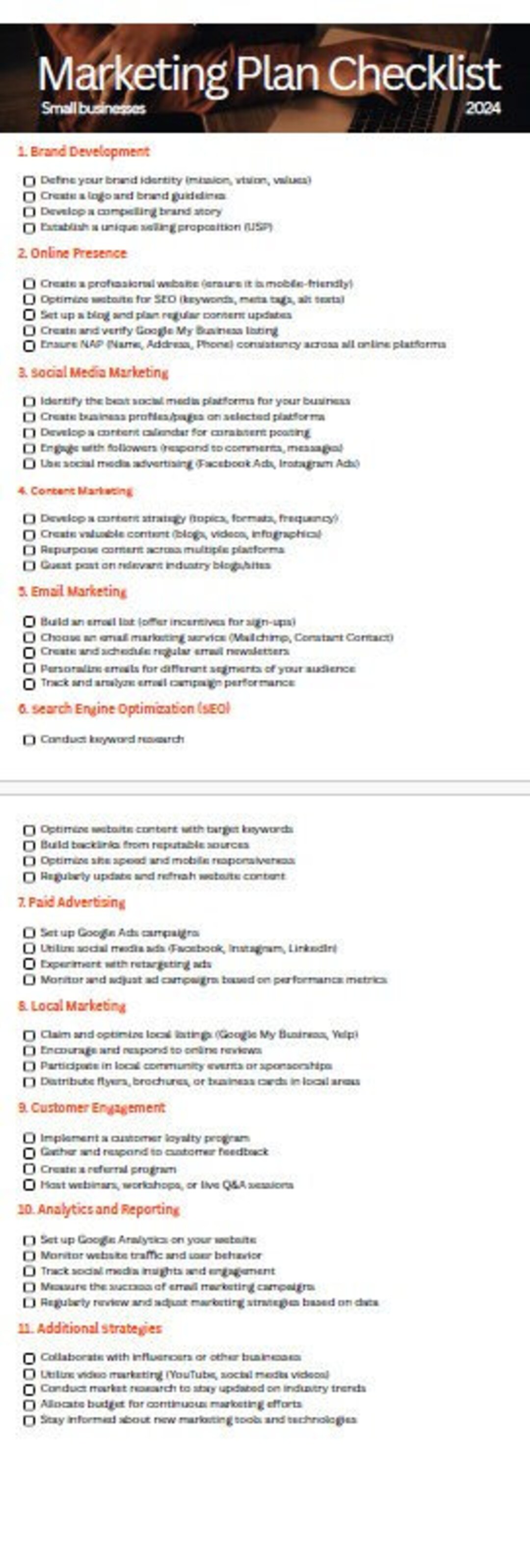 Small Business Marketing Plan Checklist - Etsy