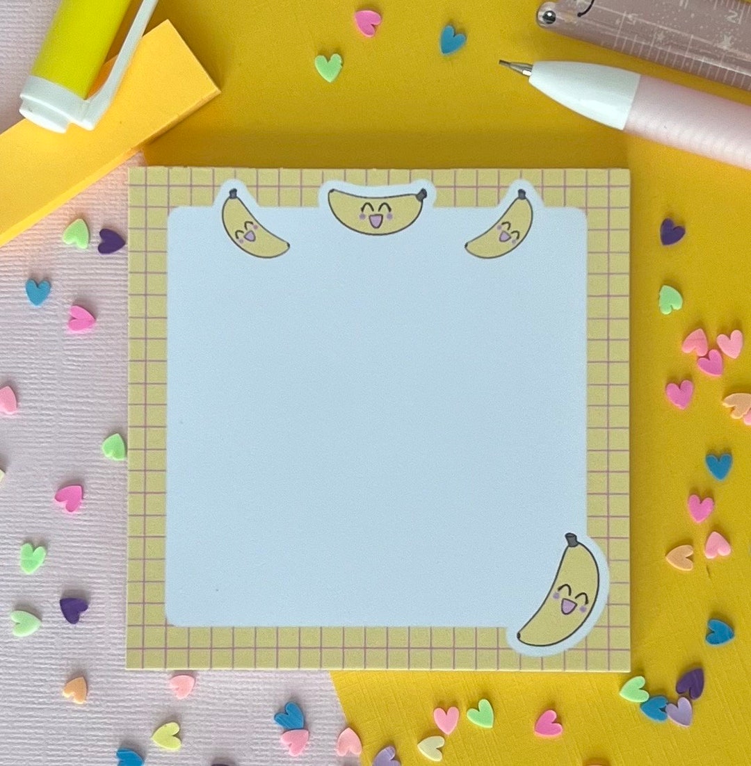 Banana Memopad. Cute Desk Memopad. Cute Stationary. Notes. Handmade - Etsy