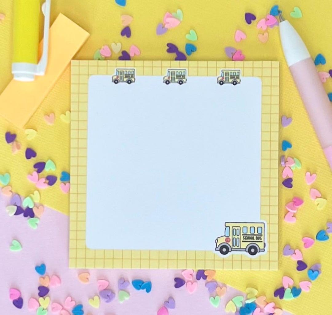 School Bus Memopad. Cute Desk Memopad. Cute Stationary. Notes. Handmade ...