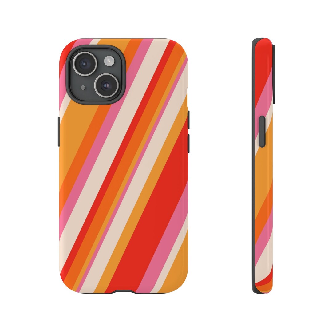 Bold Orange and Yellow Diagonal Stripes Phone Case: Vibrant Design ...