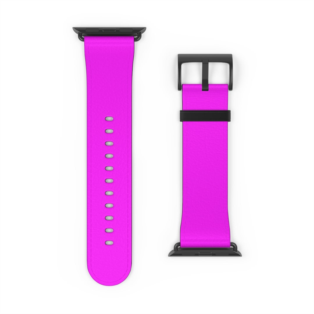 Neon Pink Apple Watch Band for Women Neon Pink Faux Leather Apple Watch ...