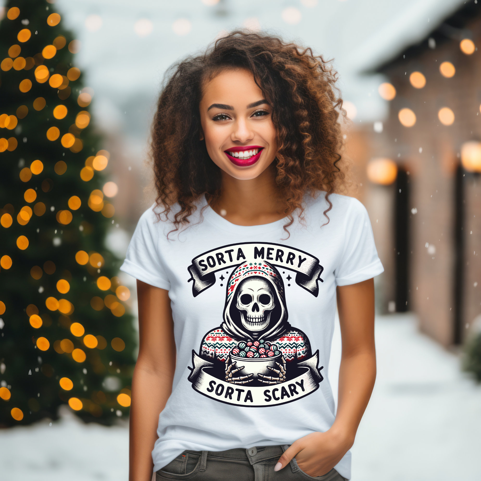 Sorta Merry Sorta Scary PNG, Dead Inside Skeleton Christmas Png, Funny ...
