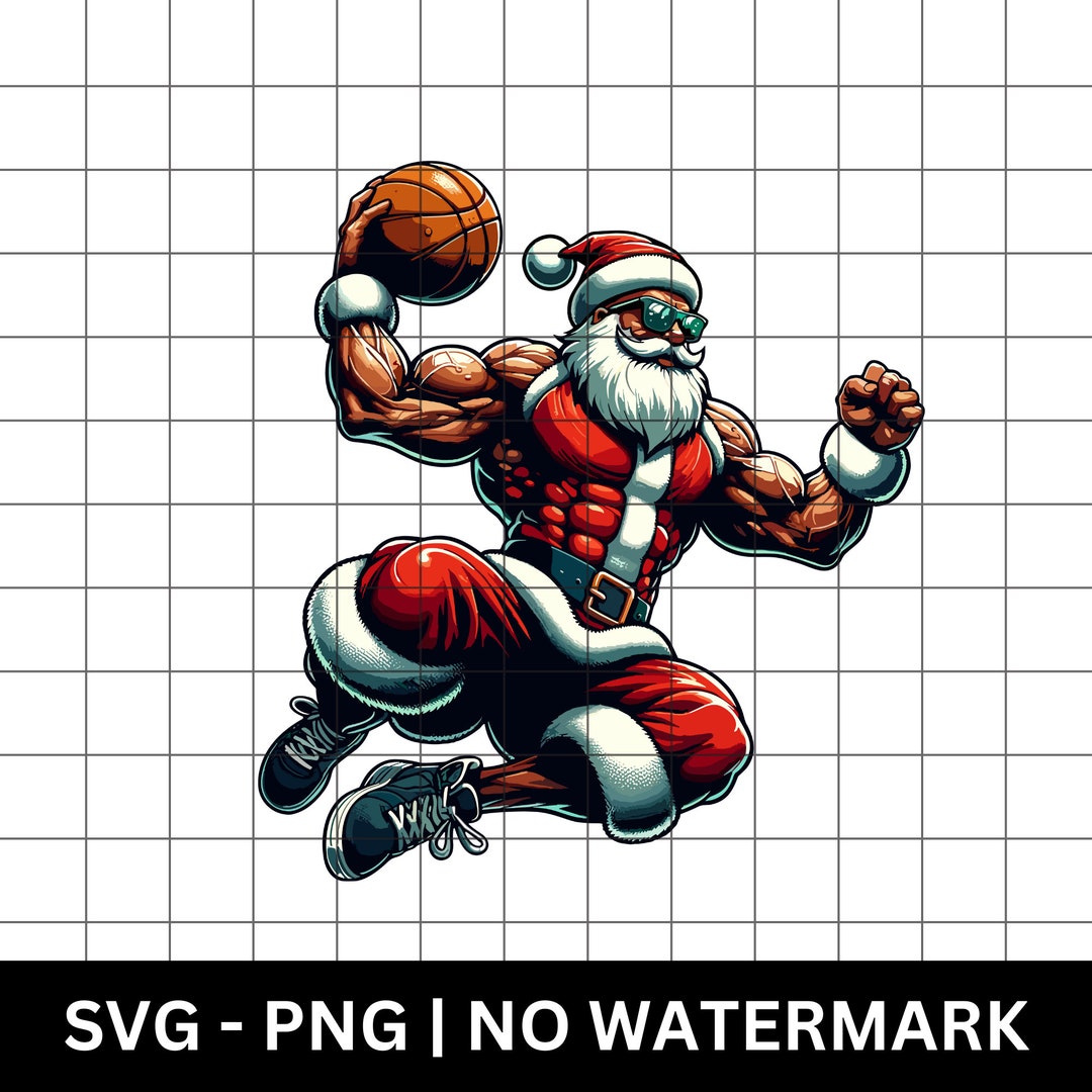 Santa Dunking Christmas Png, Christmas Basketball Png, Cool Santa Png ...
