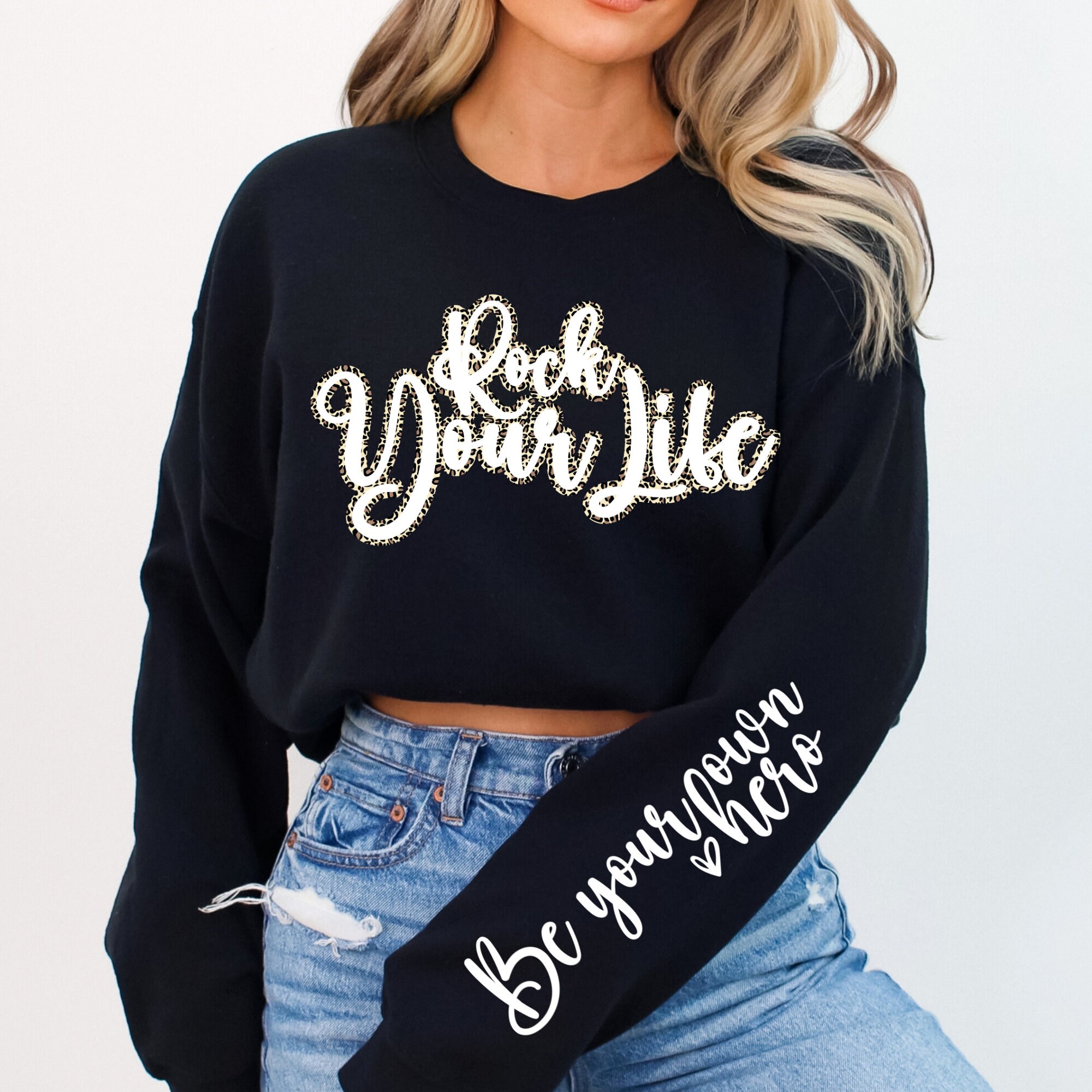Rock Your Life Svg Png, Leopard Print Sleeve Sweatshirt Design Svg ...
