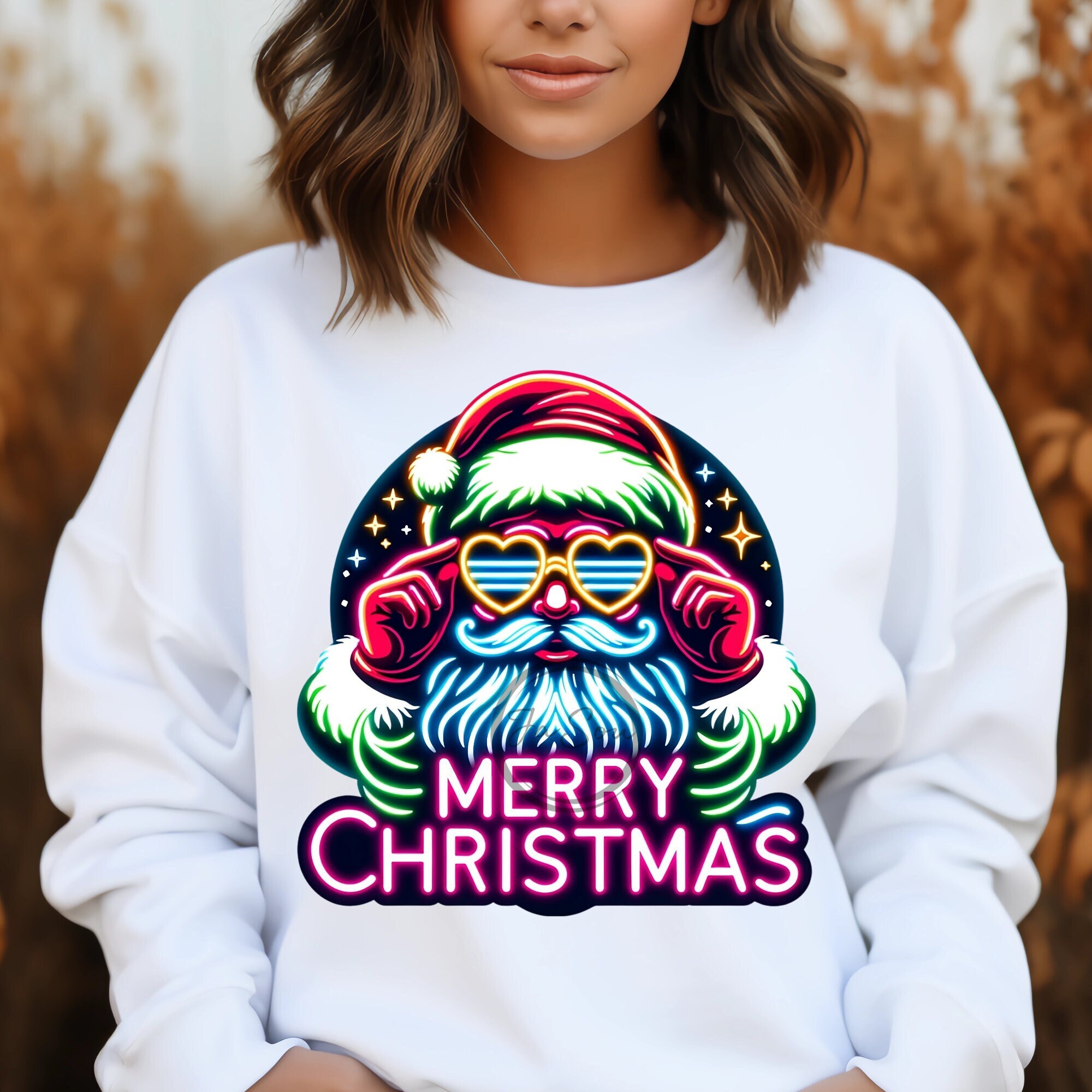 Neon Hippie Santa PNG Design, Retro Christmas merry Christmas Digital ...