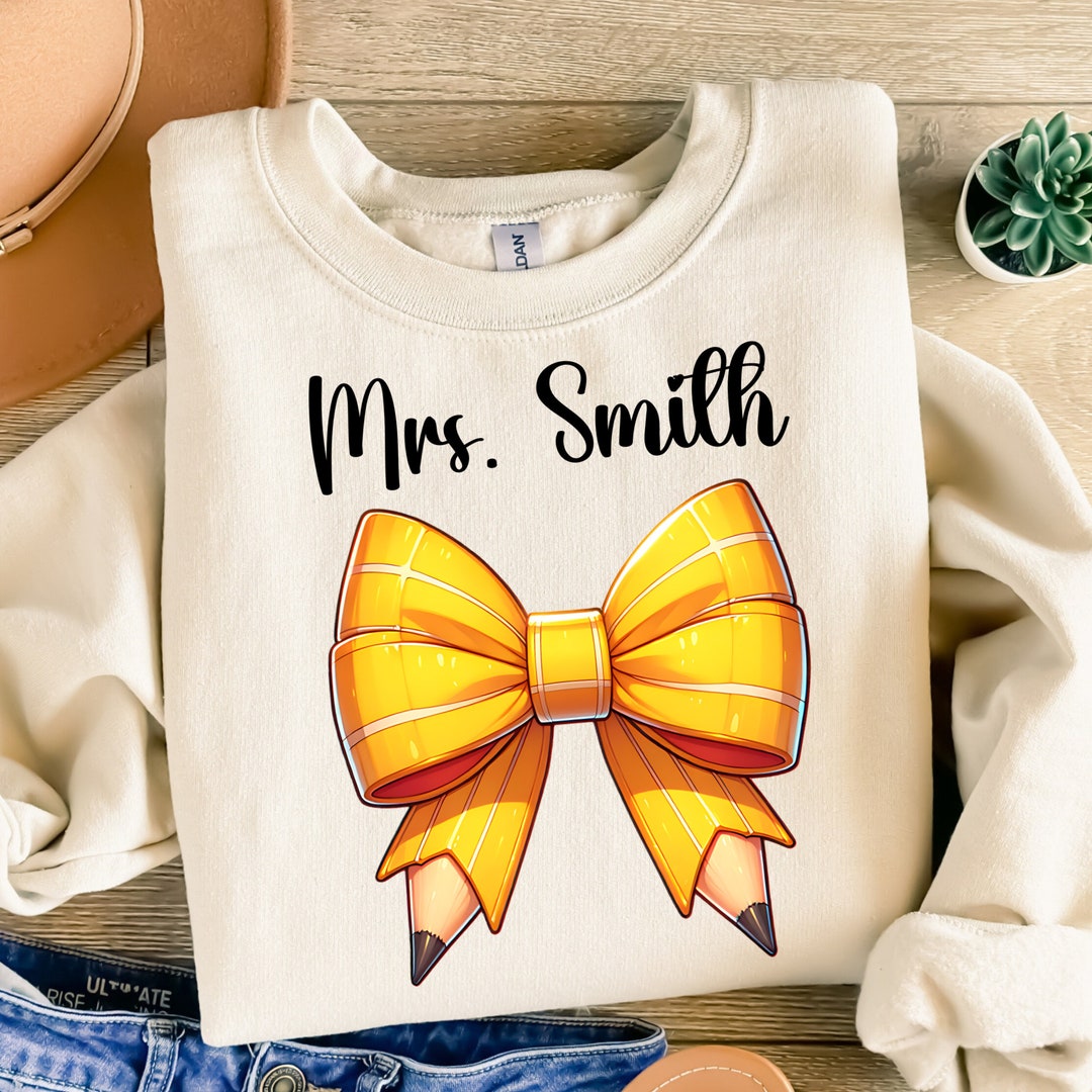 Coquette Teacher Png, Custom Teacher Pencil Coquette Bow Png, Teach ...