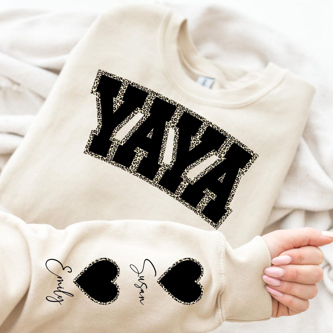 Yaya Leopard Print Design: Grandma Varsity, Children Name Sleeve (PNG ...