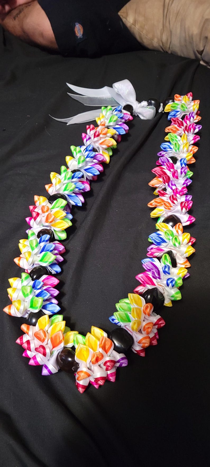 Ribbon Lei W/ Kukui Nut Lei for Graduation,wedding,birthday, Mothers ...