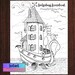 Hedgehog Houseboat Digital Printable Coloring Page - Etsy