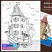 Hedgehog Houseboat Digital Printable Coloring Page - Etsy