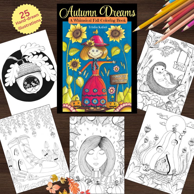 Autumn Dreams - A Whimsical Fall Coloring Book by Trisha Kabot - Etsy