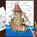 Hedgehog Houseboat Digital Printable Coloring Page - Etsy