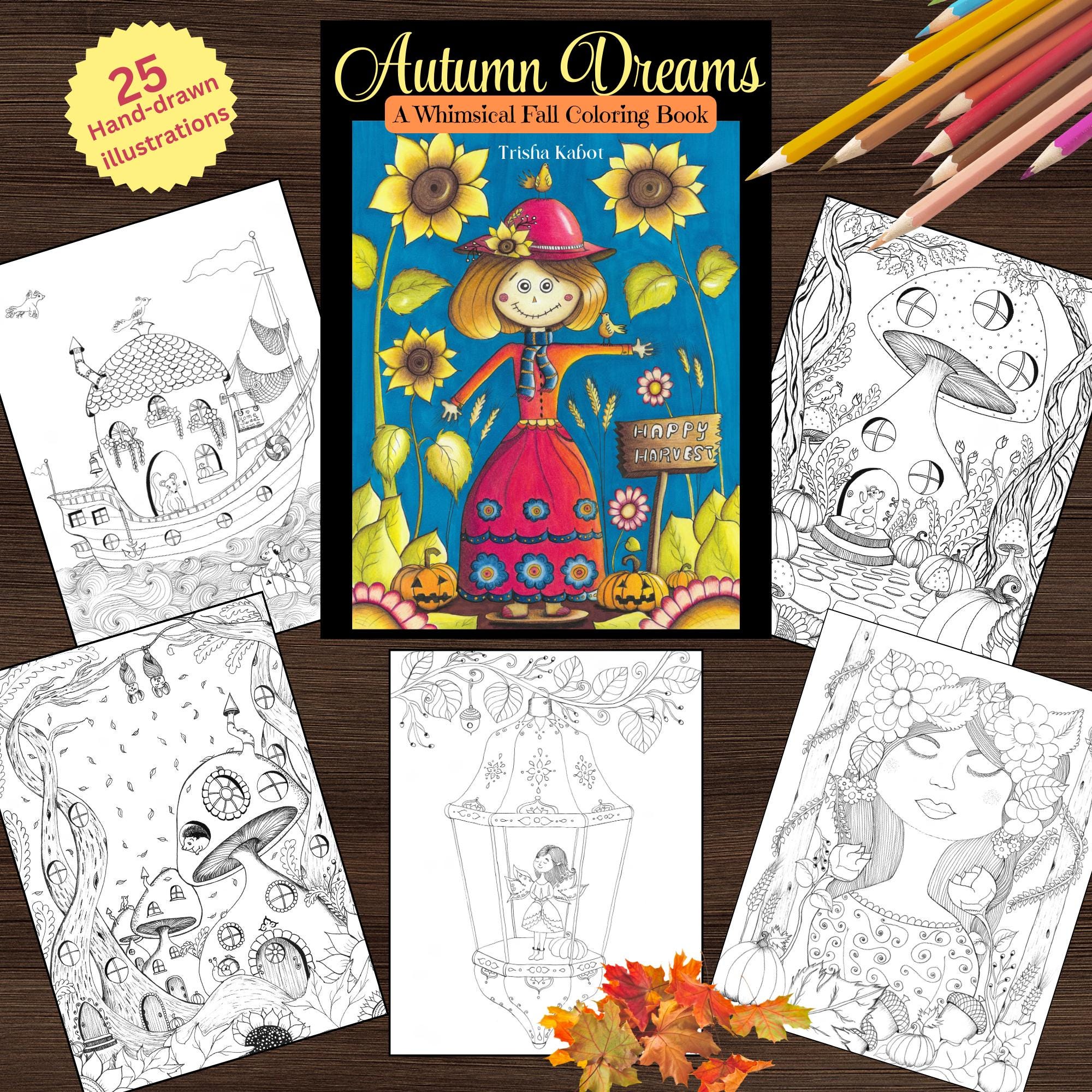 Autumn Dreams - A Whimsical Fall Coloring Book by Trisha Kabot - Etsy