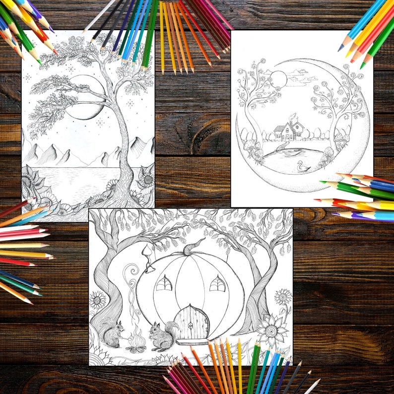 Moonlight Dreams Printable Adult Coloring Book 30 Hand-drawn ...