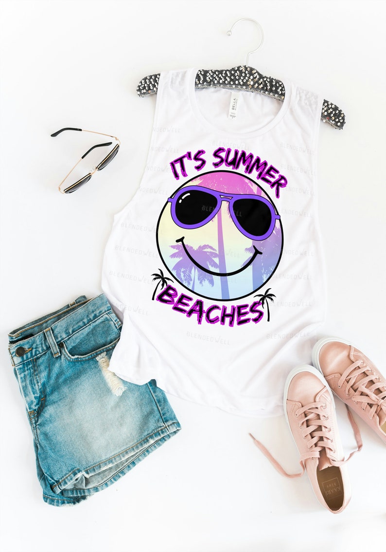 Smiley Face Beach PNG, Digital Download PNG SVG, Hello Beach, Summer is ...