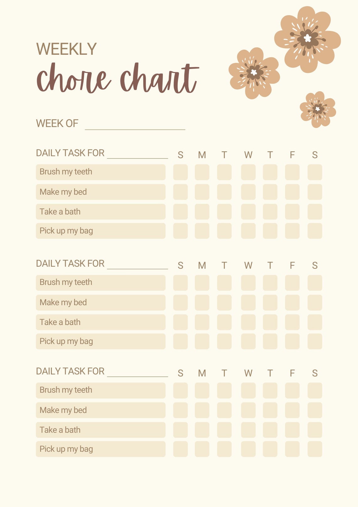 Tween Chore Chart Printable - Etsy