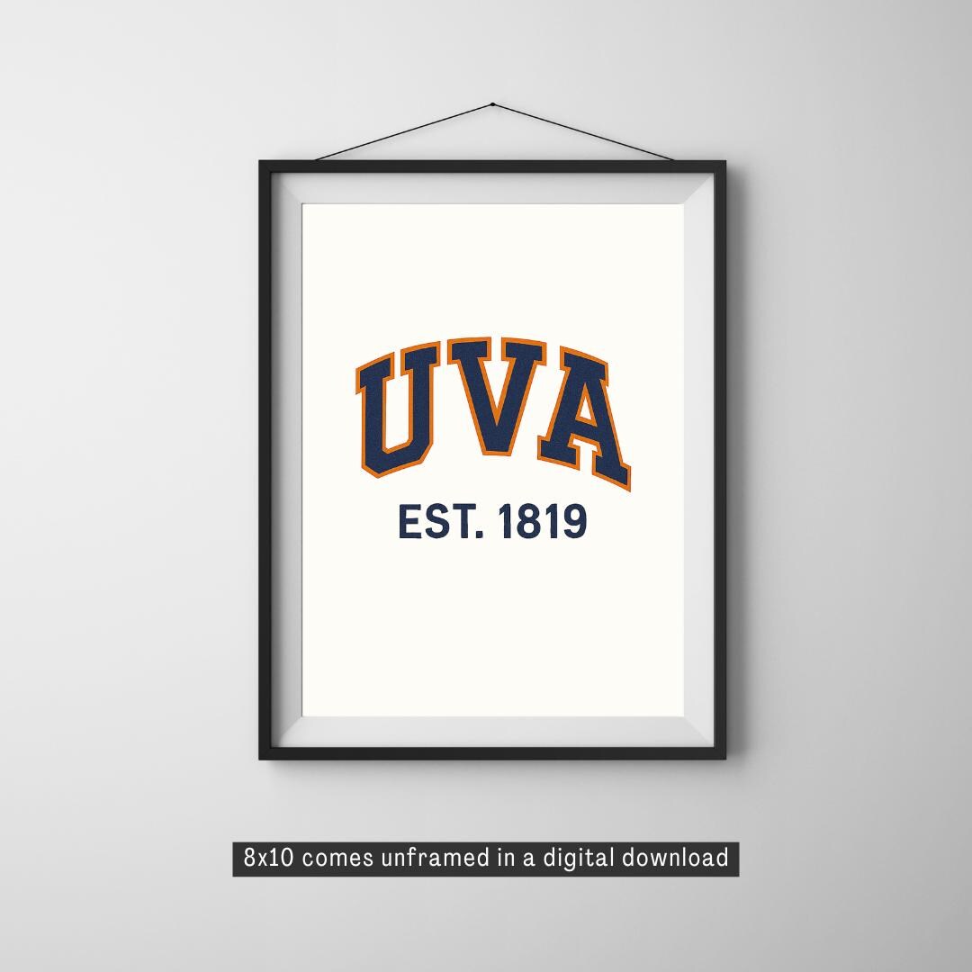 UVA Varsity Art, 8x10 Digital Download, Navy and Orange - Etsy