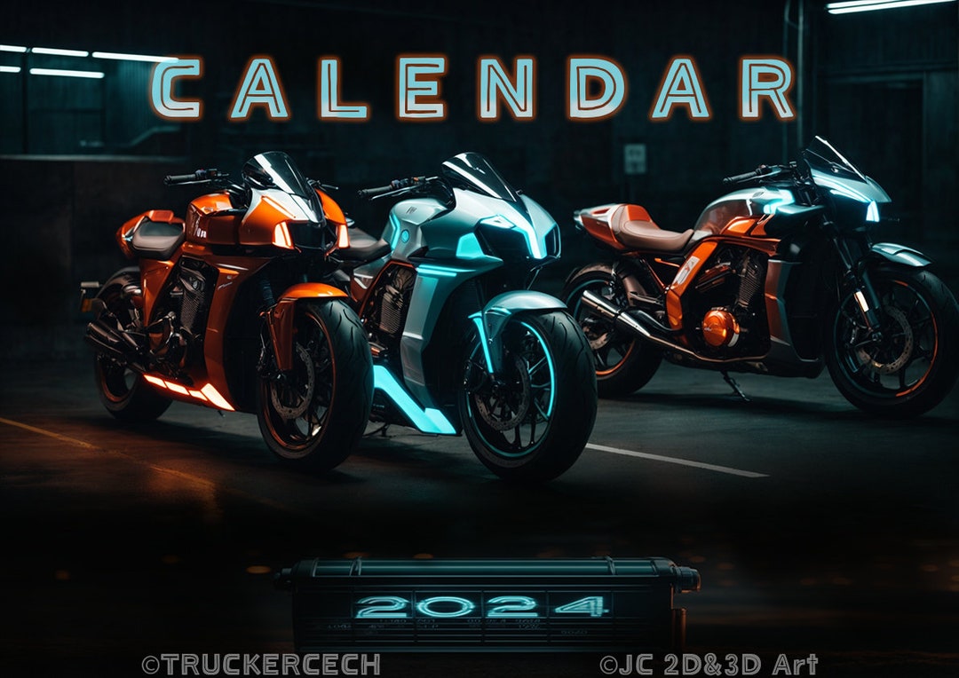 CALENDAR 2024 of MOTORBIKES Inspired by TRON - Etsy