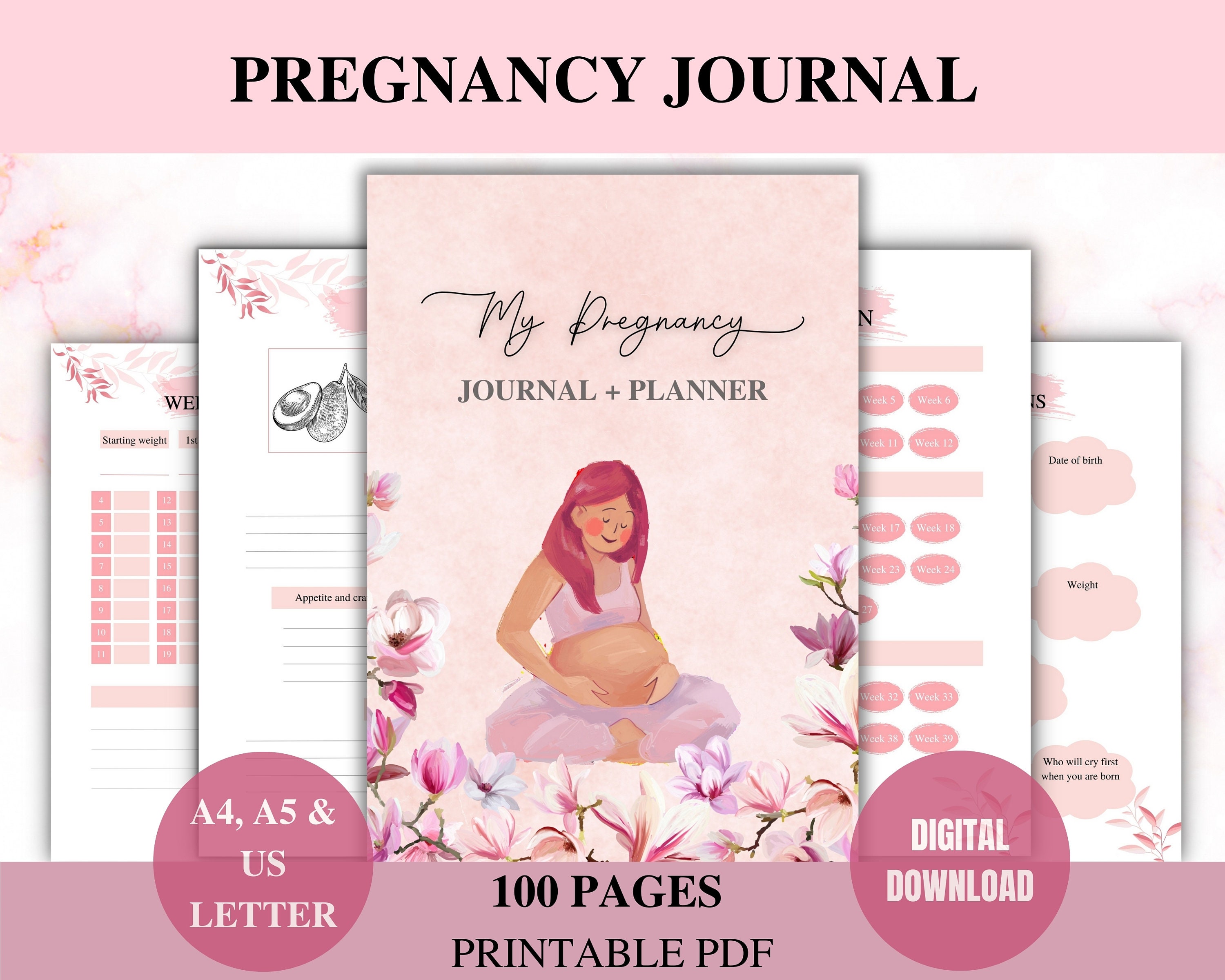 Pregnancy Planner Printable Printable Pregnancy Journal Pregnancy Diary ...