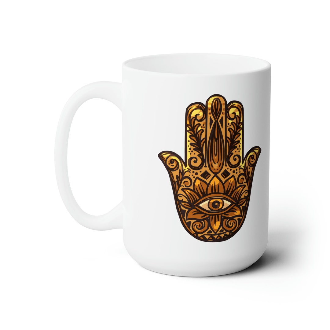 Hand of Fatima Ceramic Mug Hamsa Mug Hamsa Spiritual - Etsy