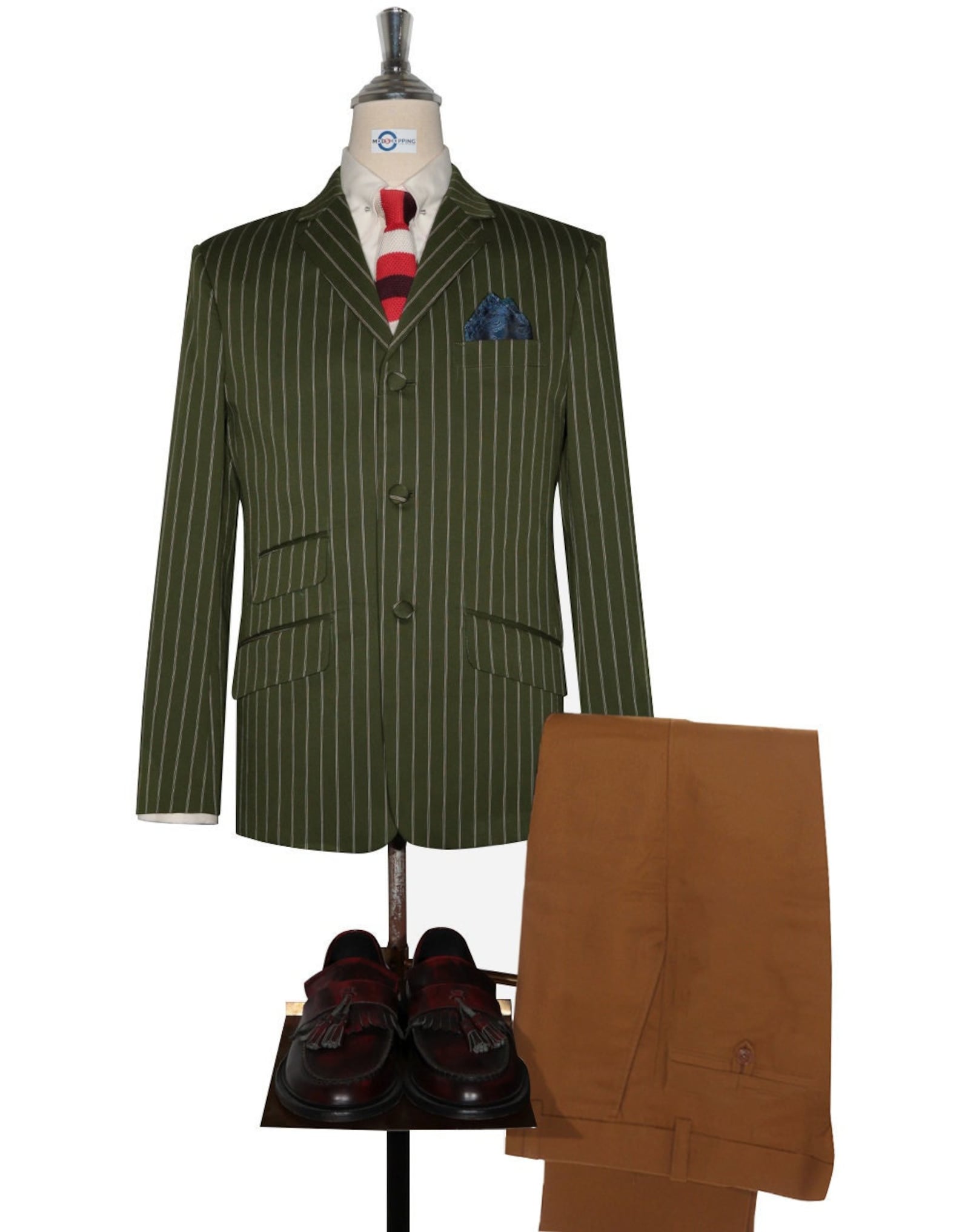 Boating Blazer - Olive Green, Red and White Striped Blazer - Etsy