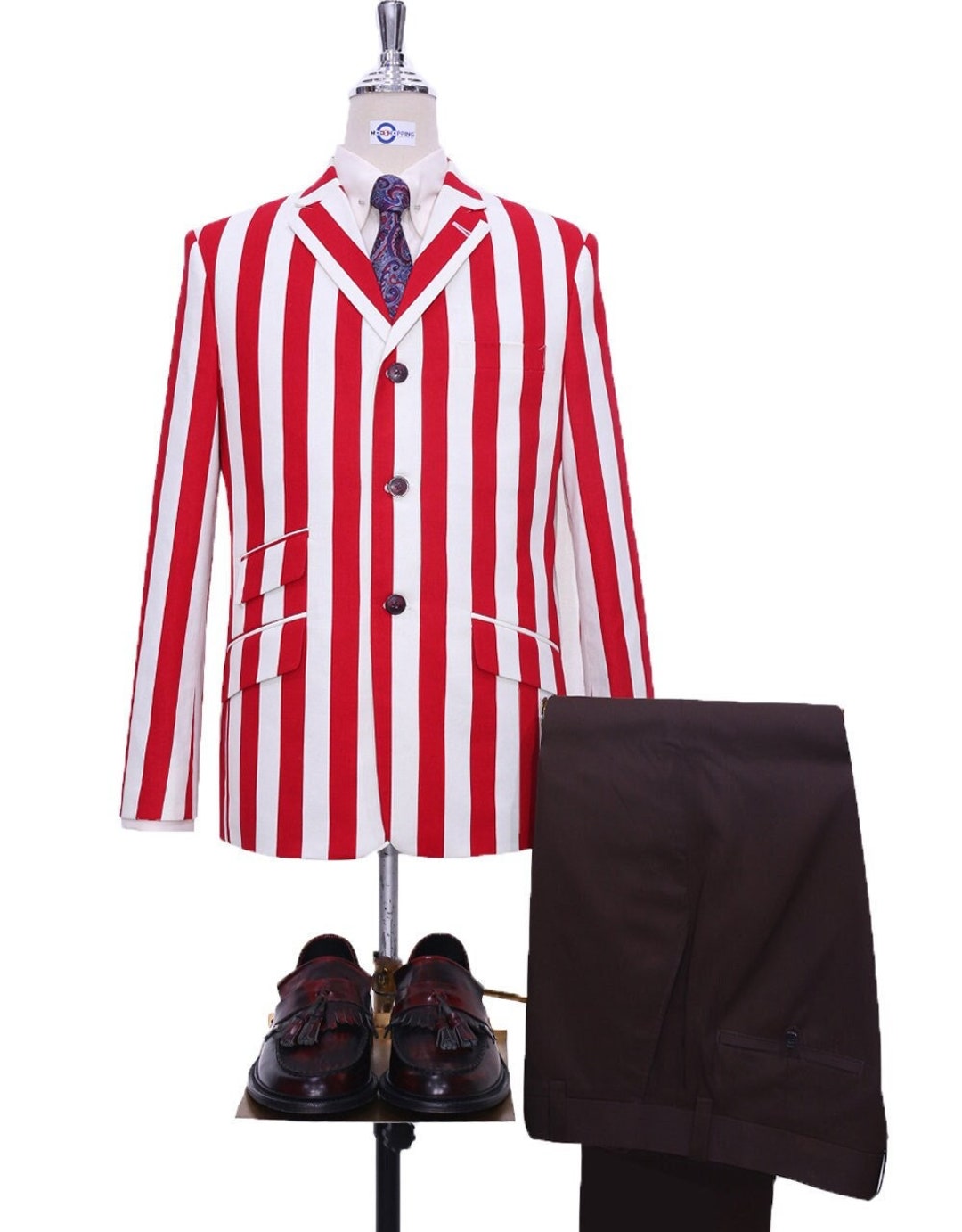 Boating Blazer | White and Red Stripe Jacket - Etsy