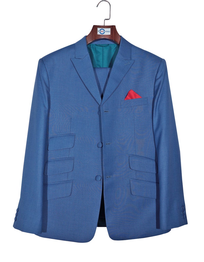Mod Suit - 60s Vintage Style Midnight Blue Sharkskin Suit - Etsy