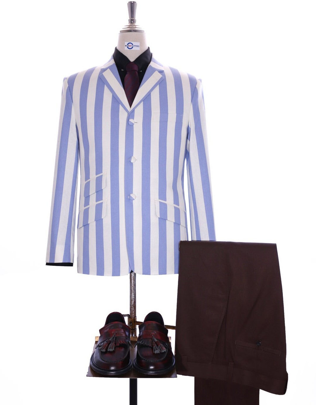 Boating Blazer | Sky Blue and White Striped Jacket - Etsy