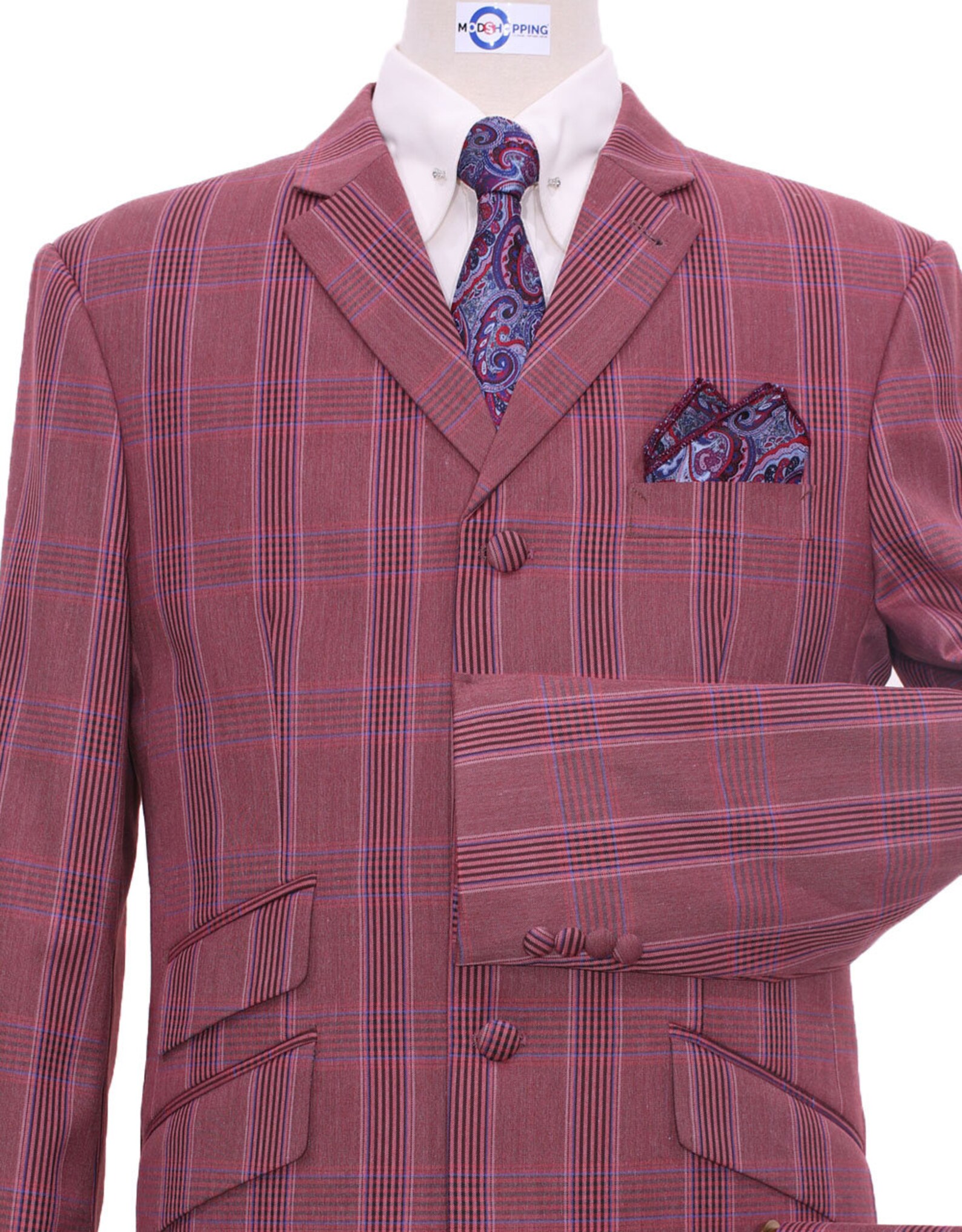 Mod Suit - Burnt Brick Prince OF Wales Check Suit - Etsy