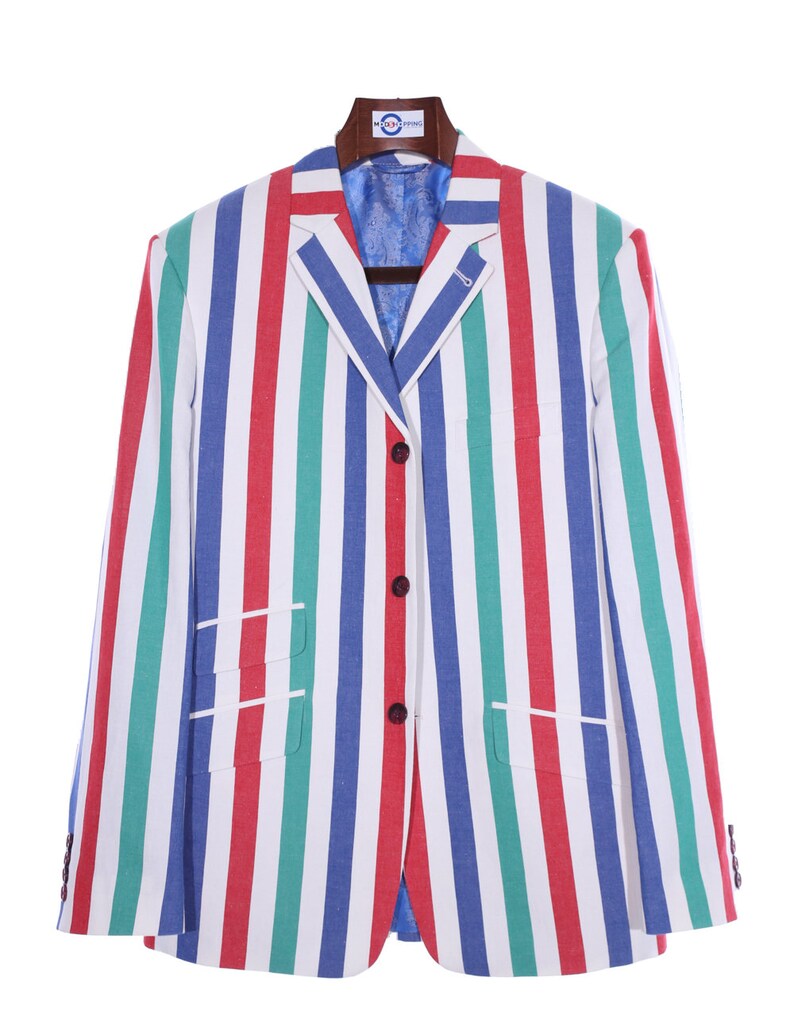 Boating Blazer | Red and Green Striped Blazer - Etsy