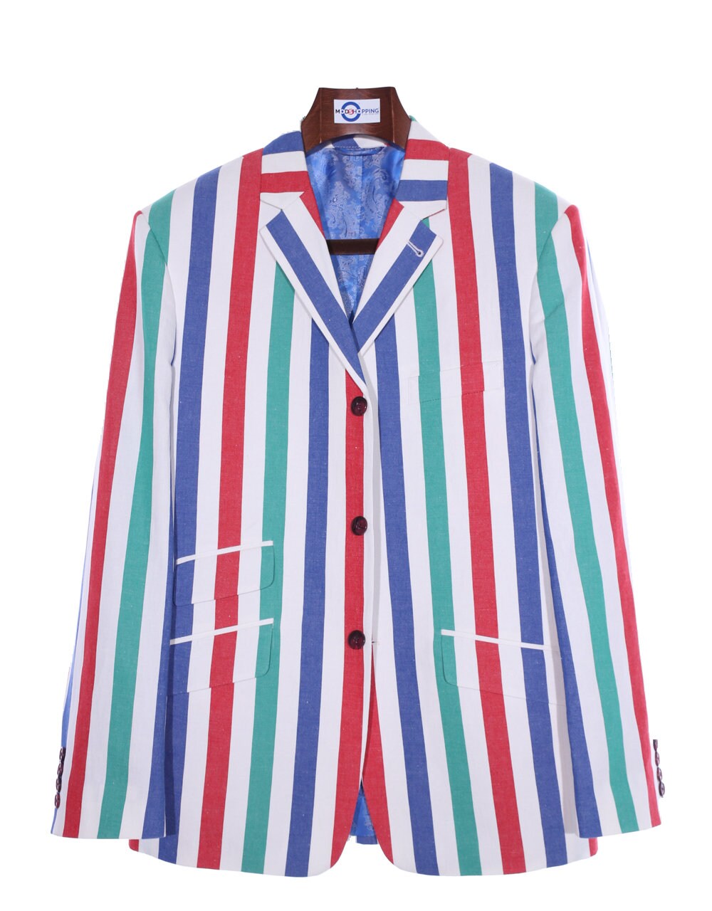 Boating Blazer | Red and Green Striped Blazer - Etsy