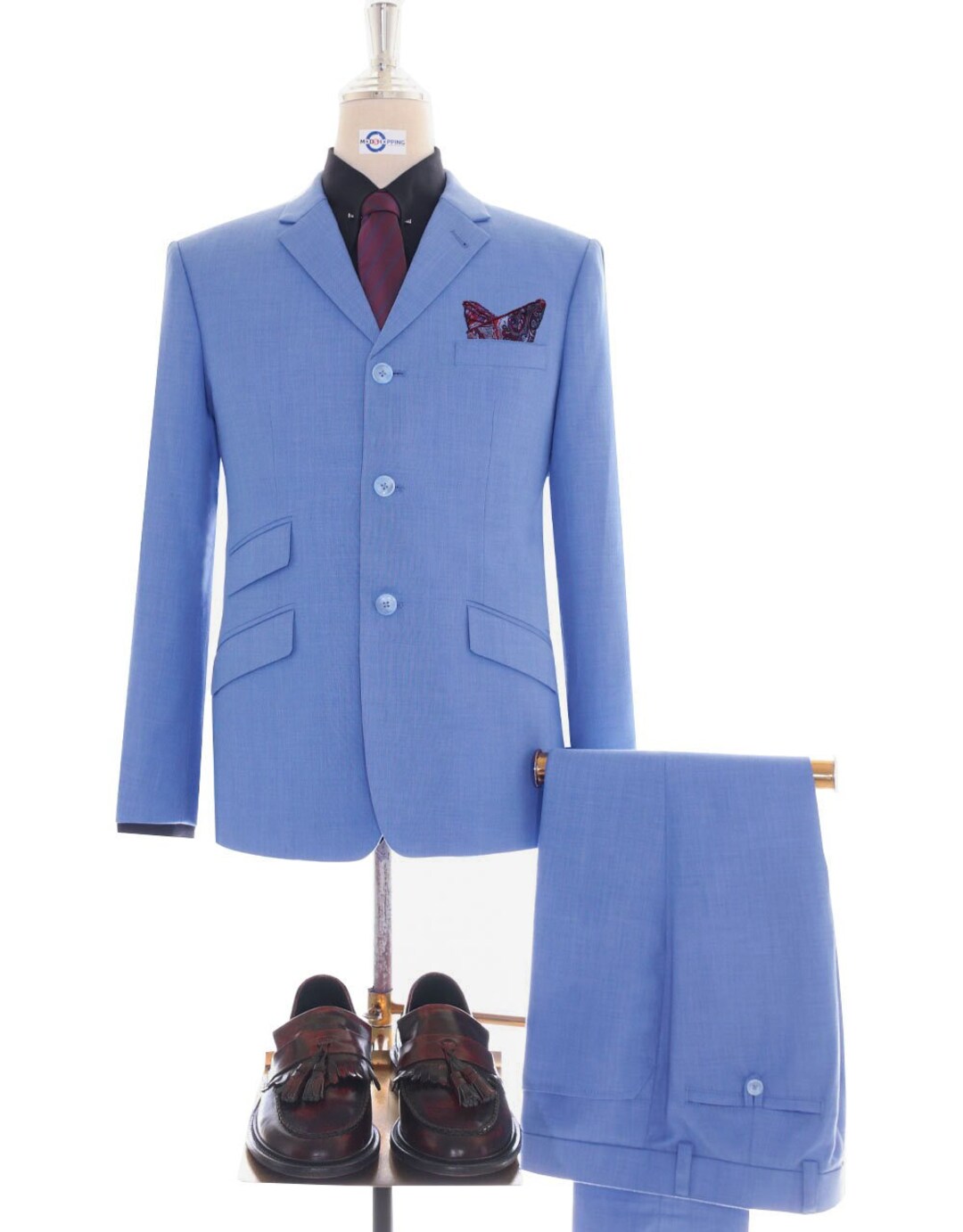 60s Mod Suit: Pale Blue Wool Mohair Two-piece - Etsy