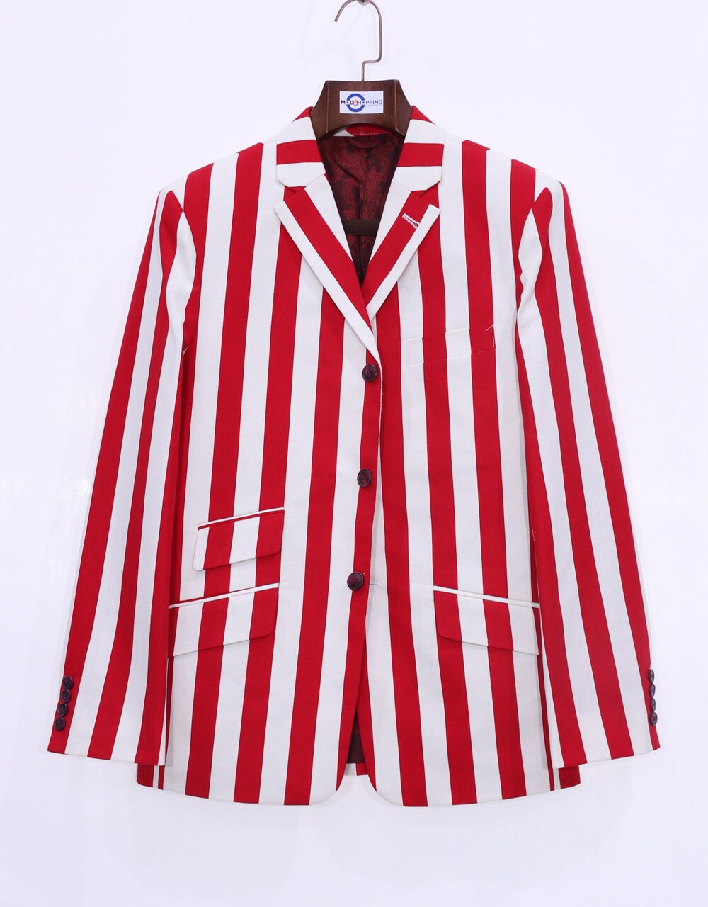 Boating Blazer | White and Red Stripe Jacket - Etsy