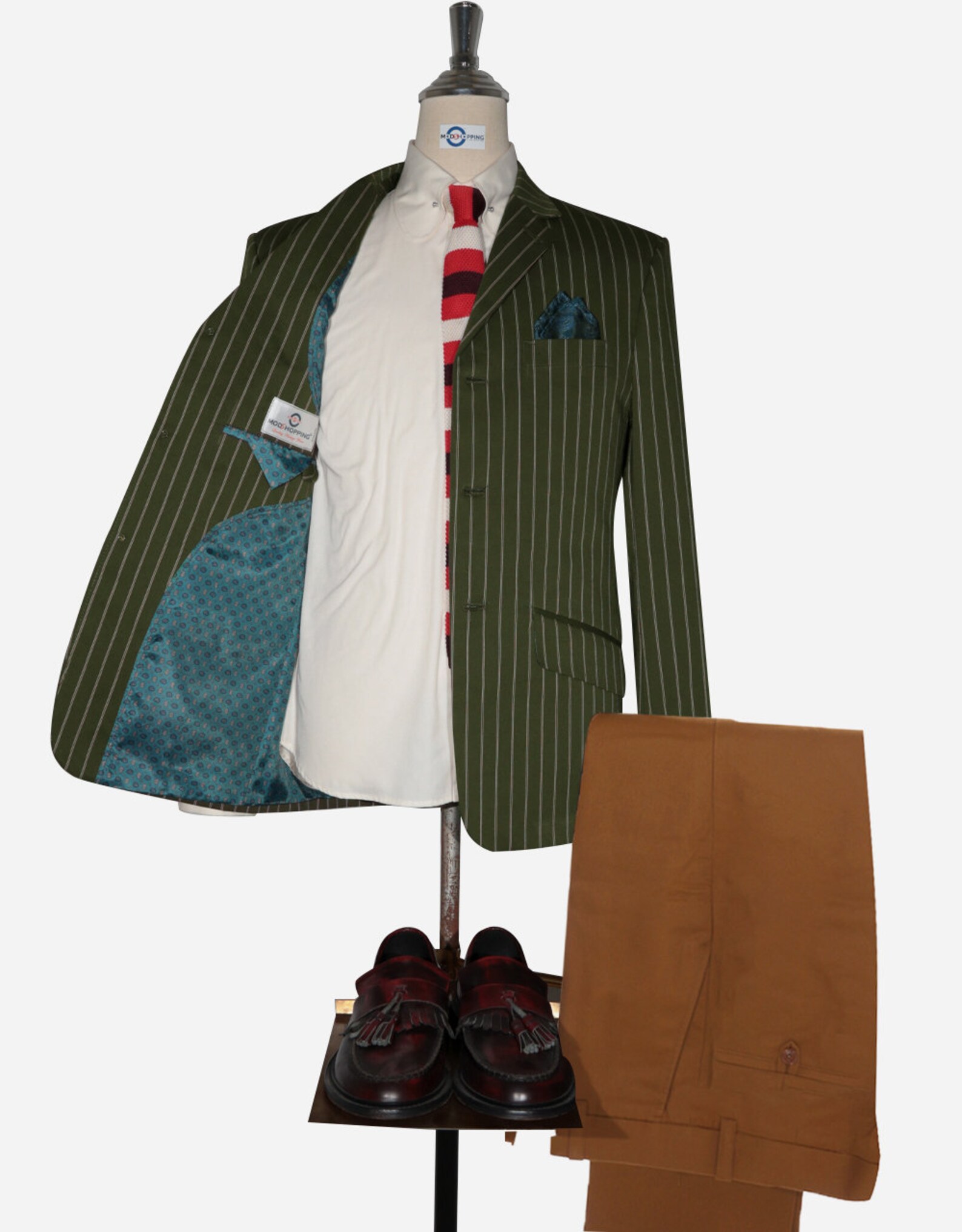 Boating Blazer - Olive Green, Red and White Striped Blazer - Etsy