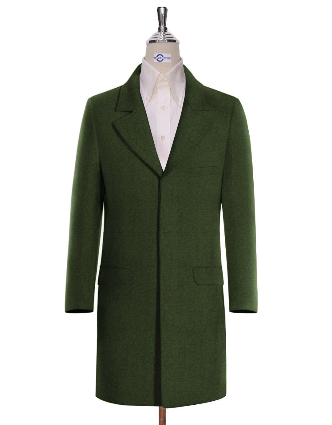 60s Style Wool Long Coat - Olive Green Winter Overcoat - Etsy