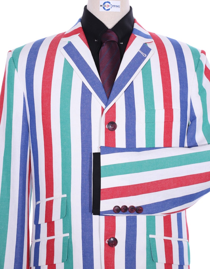 Boating Blazer | Red and Green Striped Blazer - Etsy