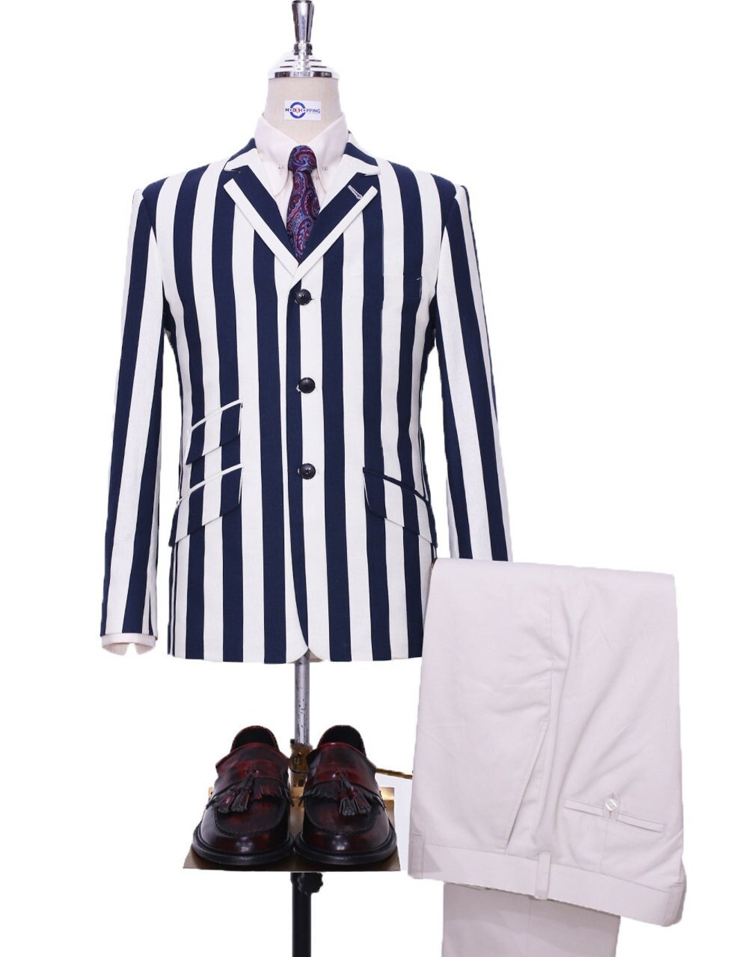 Mod Retro Indie 60s Navy Blue Stripe Boating Blazer Jacket - Etsy