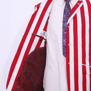 Boating Blazer | White and Red Stripe Jacket - Etsy