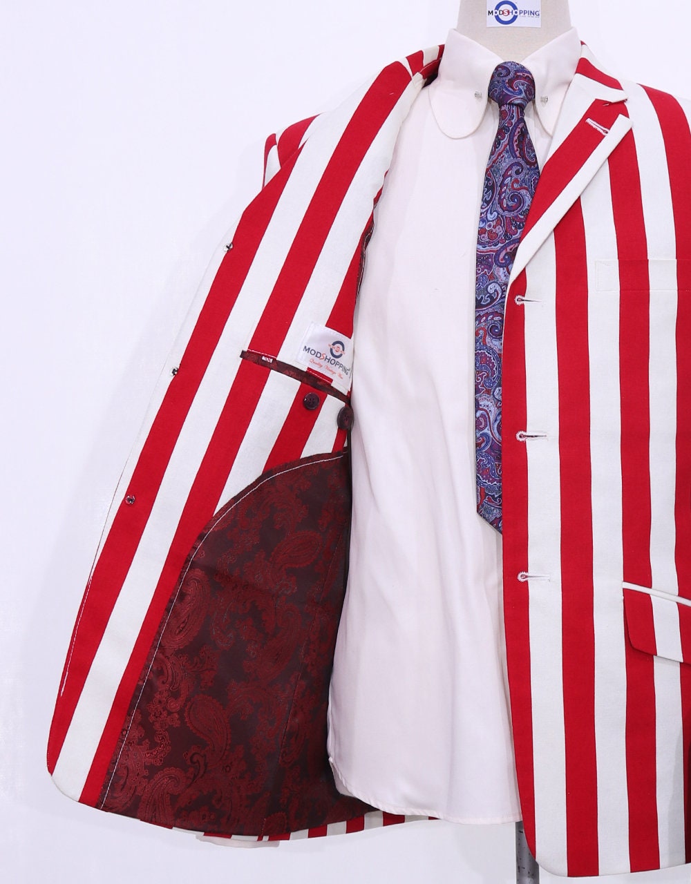 Boating Blazer | White and Red Stripe Jacket - Etsy
