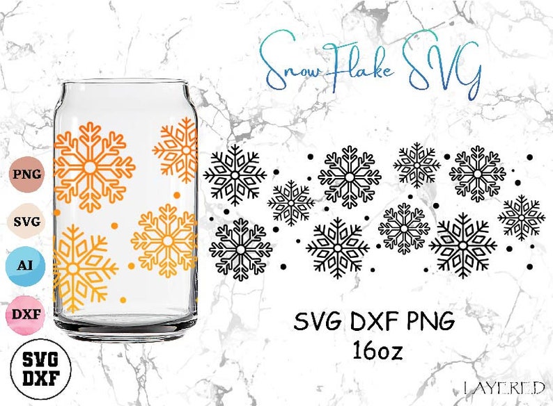 Libbey Glass 16oz Snowflake Svg Files for Cricut / Silhouette Cameo ...