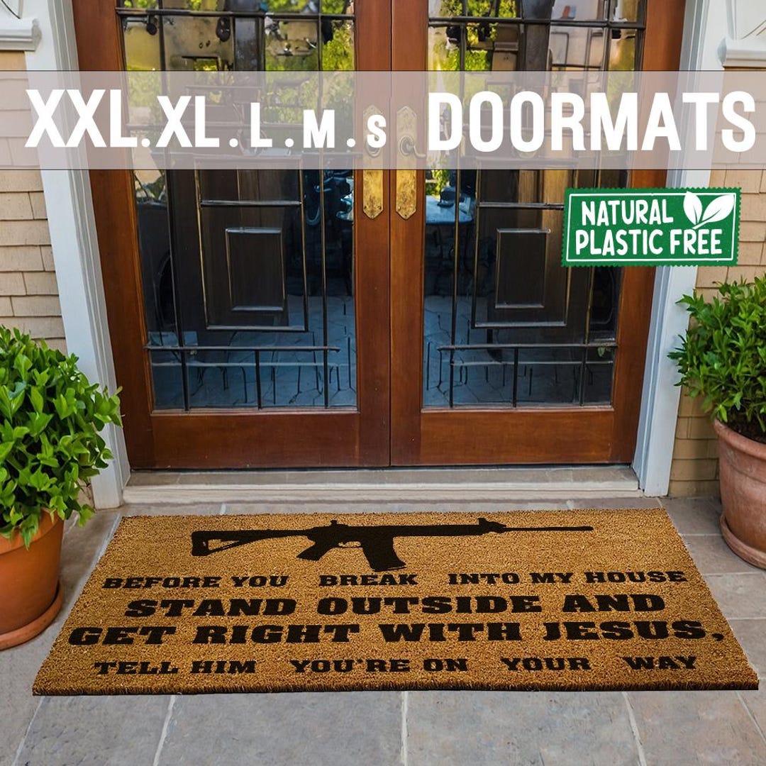 Stand Outside and Get Right With Jesus Extra Large Doormat Natural Eco ...