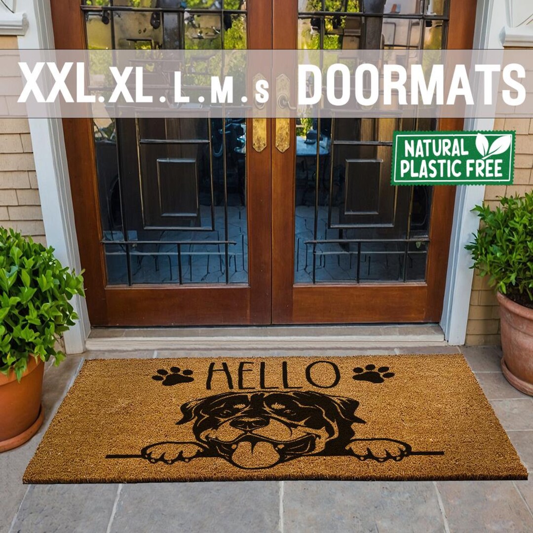 Hello Rottweiler Dog Extra Large Doormat Natural Eco Friendly Coir ...