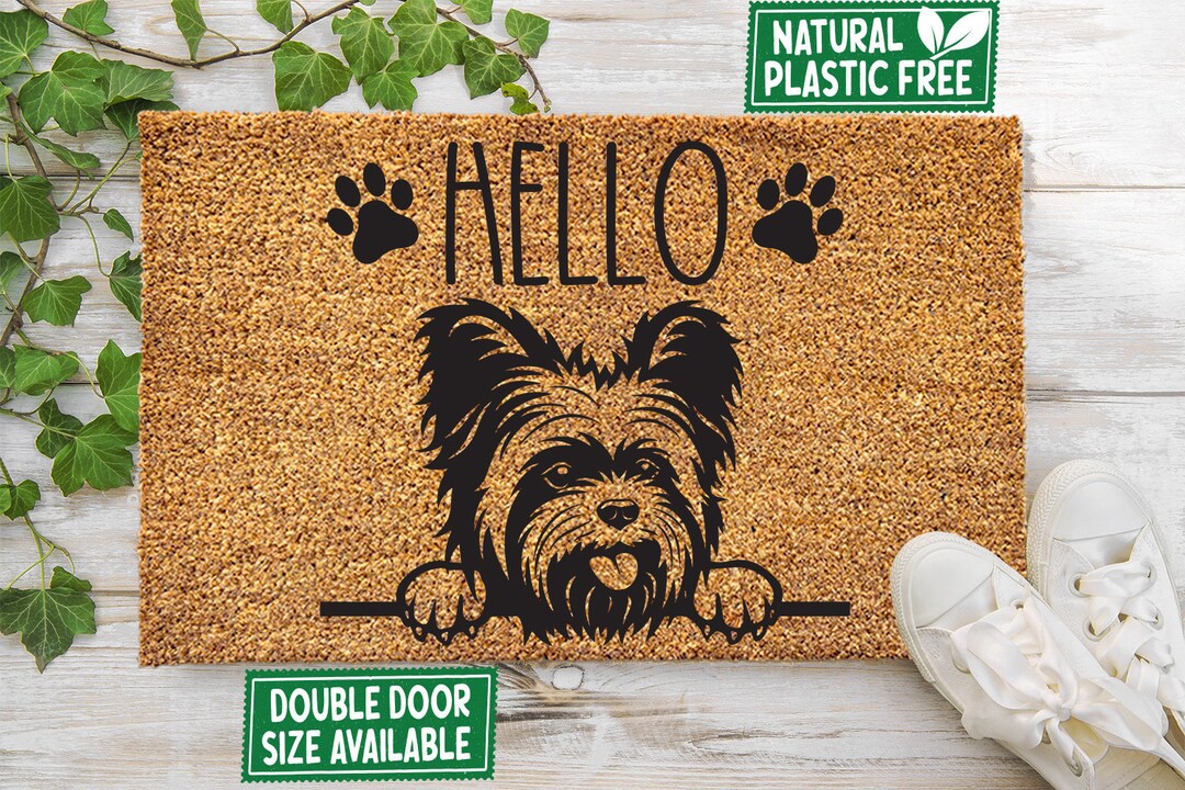 Hello Yorkshire Terrier Dog Doormat Natural Eco Friendly Coir Mat ...