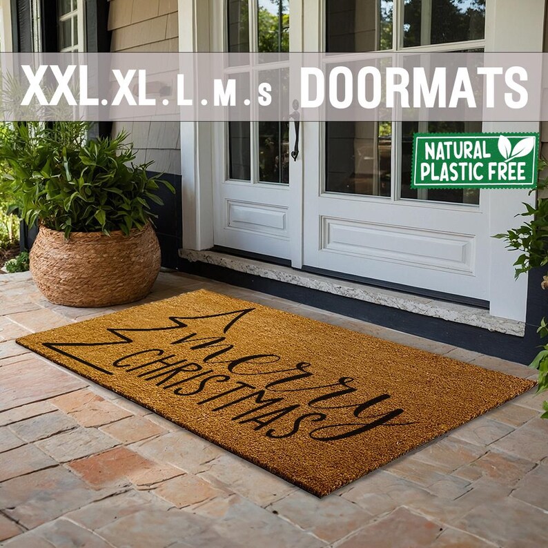 Merry Christmas Extra Large Doormat, Natural Eco Friendly Coir Rubber ...