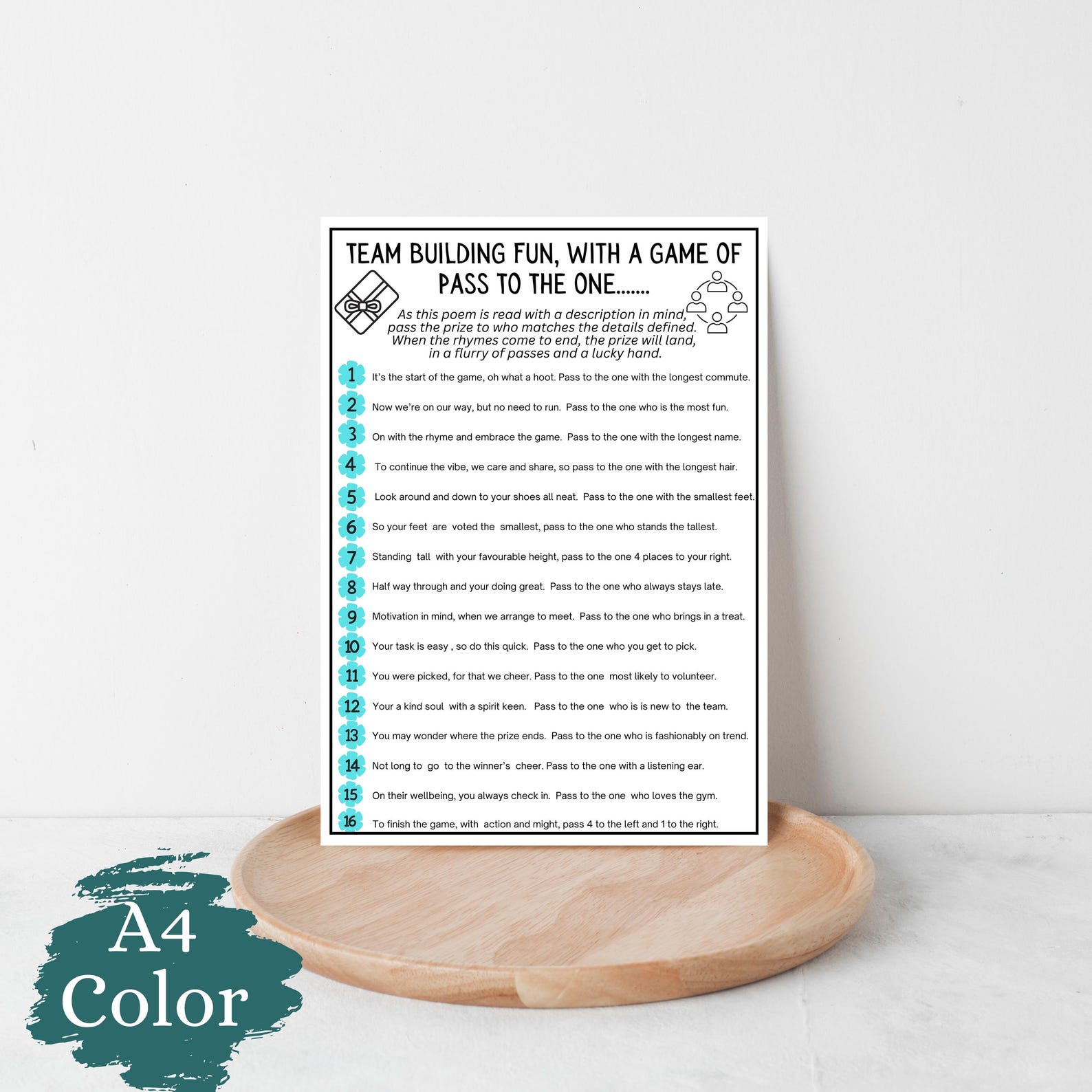 Team Building Pass the Prize Game: Office Party Activity (printable PDF ...