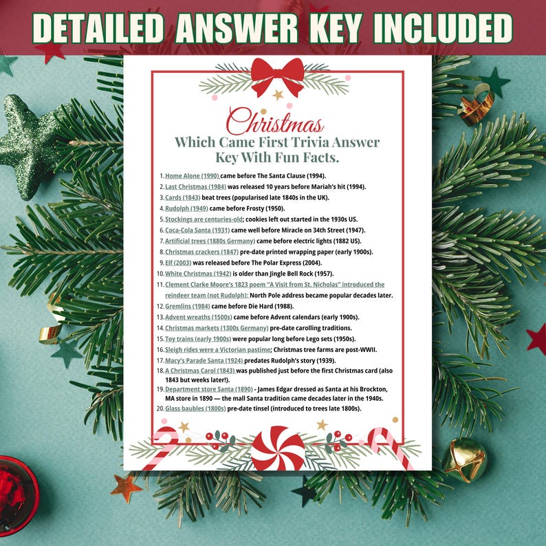 Printable Christmas Trivia Game: Family Holiday Quiz (PDF Download) - Etsy
