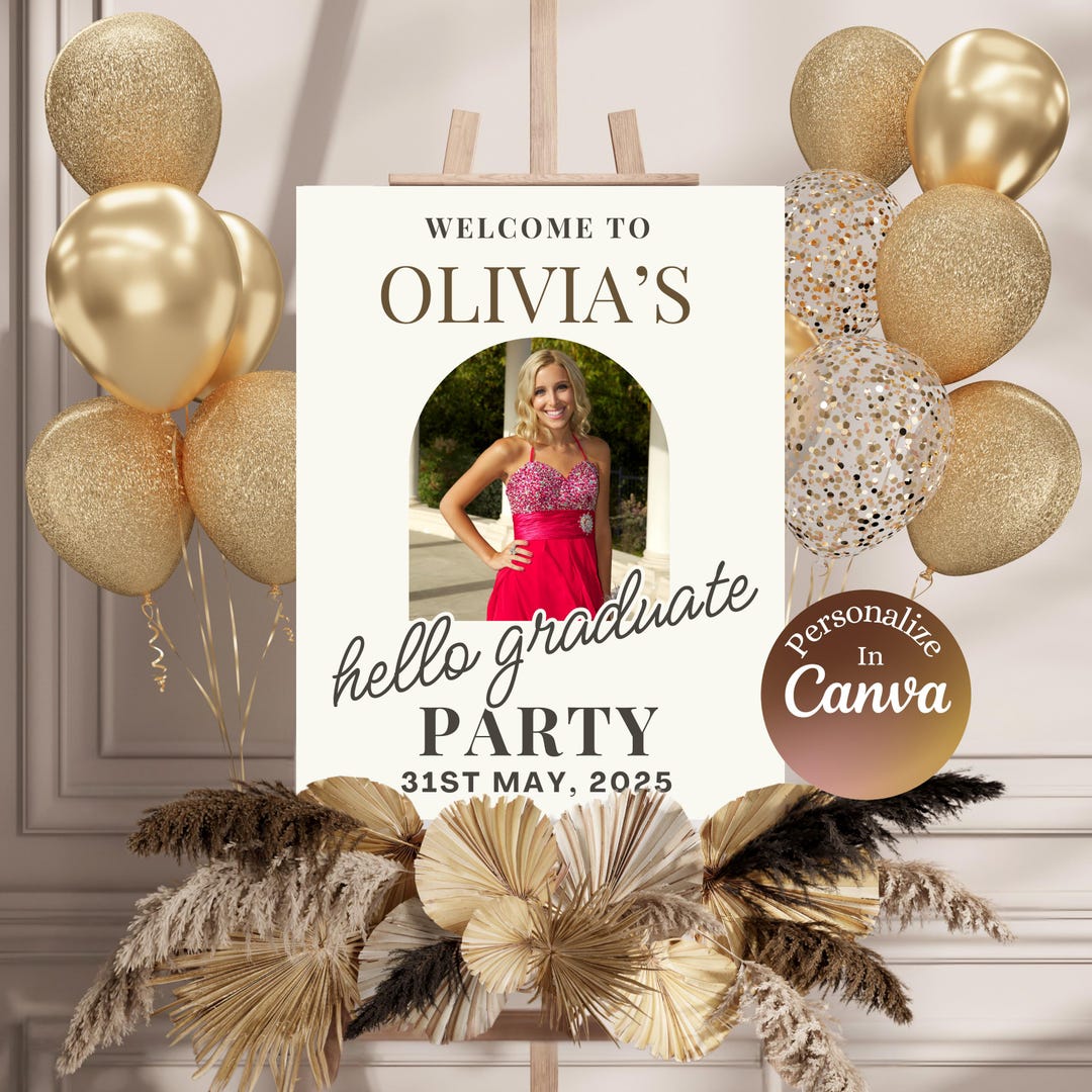 Printable Graduation Party Sign Canva Template Editable Minimalist Grad ...