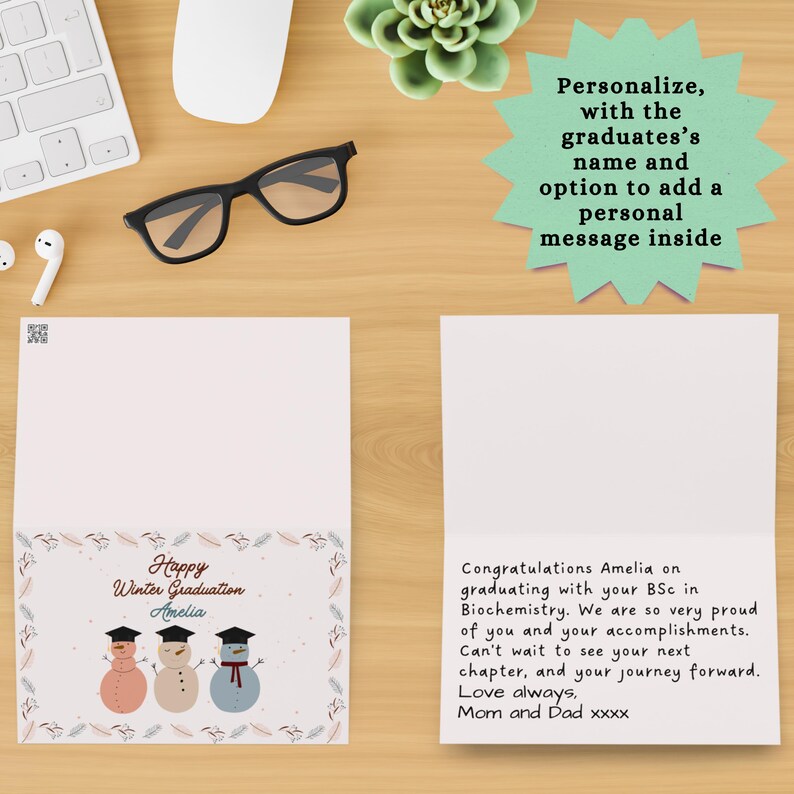 Printable Canva Template Personalized Winter Graduation Card, Winter ...